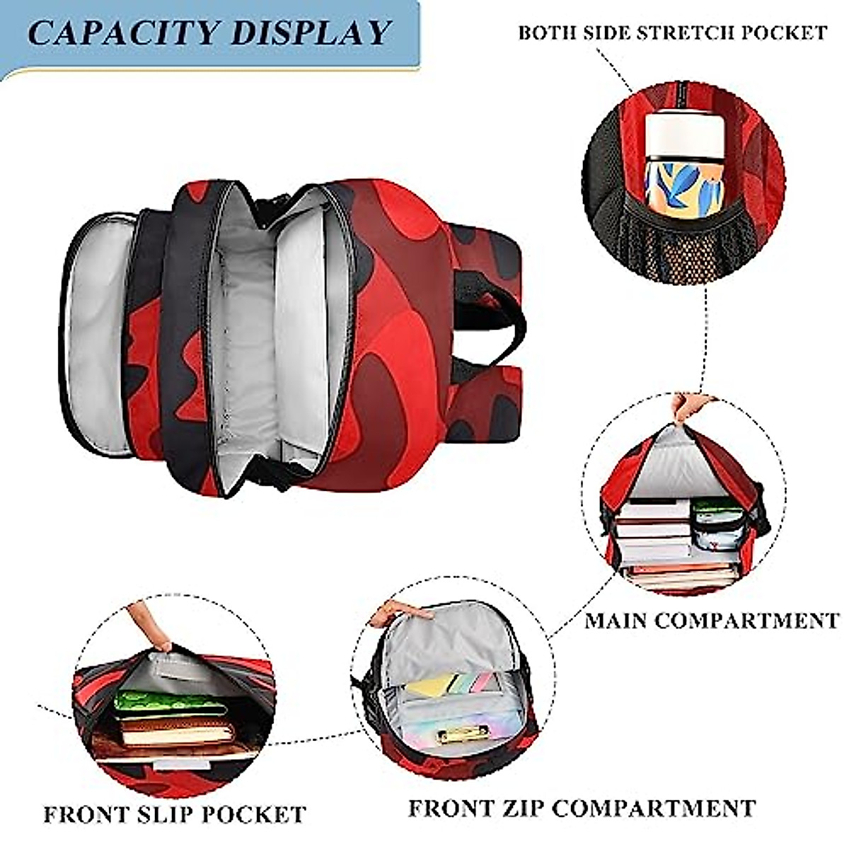 UMIRIKO Camouflage Red Kids Backpacks for Boys Girls Elementary School Bookbag 17 Inch Laptop Backpack with Chest Strap 2021518