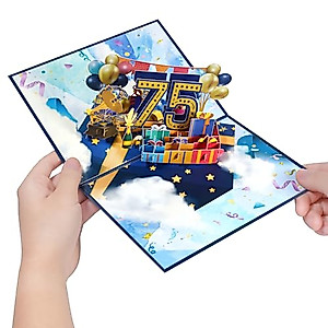 GREETING ART 75th Birthday Card for Dad Mom Grandma Grandpa,75th Birthday Party Decorations,75 Years Anniversary Card for Women and Men,75 Years Old Birthday Gifts