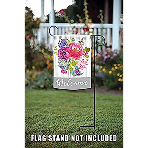 Toland Home Garden 1112531 Painted Petals Welcome Spring Garden Flag 12x18 Inch Double Sided for Outdoor Flower House Yard Decoration