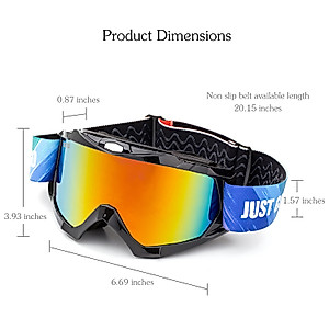 JUST GO Ski Goggles for Skiing Dual-Layer Anti-Fog 100% UV Protection lens Snowboard Goggles, Black Frame/Red Revo Lens (VLT 10.5%)