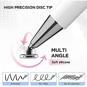 Epic Gadget Stylus Pen - Disc Tip and Magnet Cap Universal Stylist Pens Fine Point Disc Stylus Touch Screen Pens for All Capacitive Touch Screens (Black)