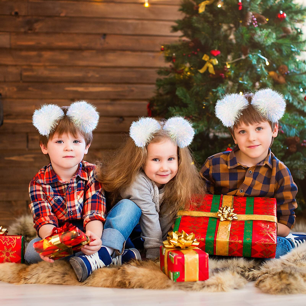 Tinsel Bling Pom Pom Headband Pom Pom Headband Pom Pom Headbopper Pom Pom Costume Headwear for Adults Pom Pom Hair Band White Springs Head Bopper Alien Head Boppers