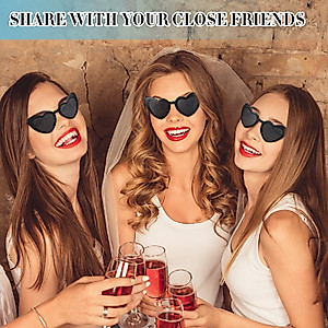 50 Pairs Heart Shaped Sunglasses Vintage Heart Sunglasses Bride Sunglasses Women's Sunglasses Retro Glasses for Wedding (Black)