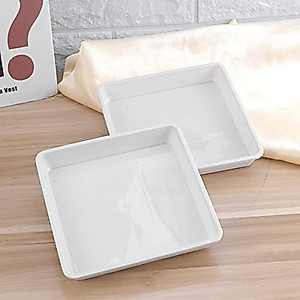 Yardwe 10 PCS Square Plastic Plant Saucer Tray Plant Pot Saucer Flower Pot Tray for Garden Potted Water Drips and Soil 7 x 7 x 1.2 Inch (White)