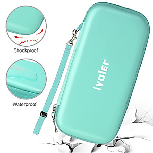 ivoler Carrying Case for Nintendo Switch Lite, Ultra Slim Portable Hard Shell Pouch Travel Game Bag for Switch Lite Accessories Holds 10 Game Cards,Turquoise