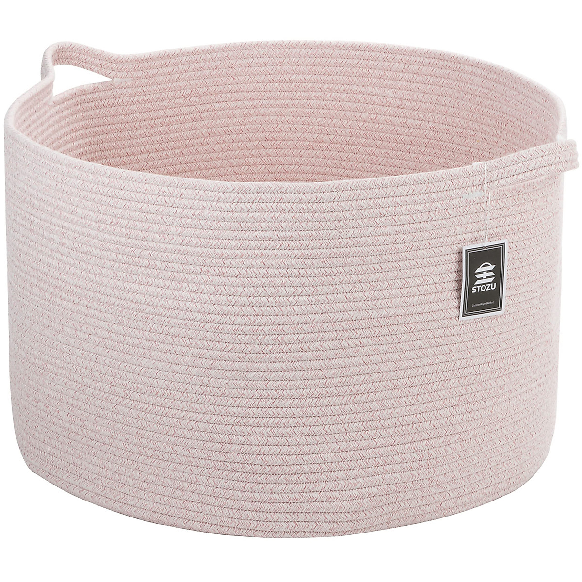 Pink Storage Basket - 22”x14” | Baby Girl Laundry Basket | Toy Bin | Woven Baskets for Storage | Fabric Laundry Baskets for Storage