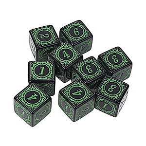 SUWEILE SZSZ 10Pcs D6 Polyhedral Dice Square Edged Numbers 6 Sided Dices Beads Table Board Role Play Game for Bar Club Party 0212 (Color : Green)