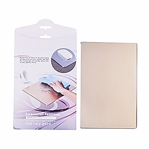 Mouse Pad, Qcute 9.18" 6.11" Gaming Aluminum Mouse Pad W Non-Slip Rubber Base & Micro Sand Blasting Aluminium Surface for Fast and Accurate Control(Gold)