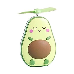 Dft Portable Avocado Shape Handheld Mini Air Cooler Fan with Fill Light Mirror USB Rechargeable Small Personal Cooling Tools