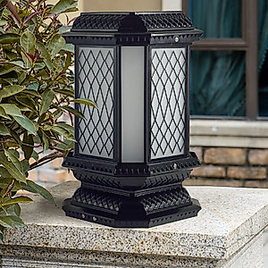 Post Lights LED Solar Stigma Headlight, Dual Purpose Waterproof Outdoor Pillar Lantern Modern Minimalist Garden Home Villa Column Lamp Decoration Patio Villa Balcony Gate Street Post Lighting