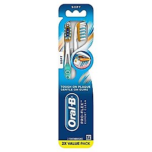 Oral-B Pro-Health Clinical Pro-Flex Toothbrush with Flexing Sides, 40S, Soft, 2 Count (Color May Vary)
