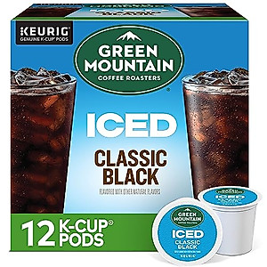 Green Mountain Coffee Roasters ICED Classic Black, Single Serve Keurig K-Cup Pods, Medium Roast Iced Coffee, 72 Count (6 Packs of 12)