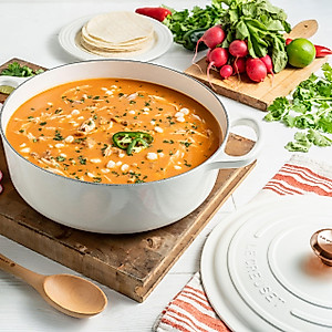 Le Creuset Signature 6.75-quart Round Wide Oven with Copper Knob - Enameled Cast Iron (White)