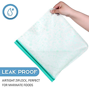 Silicone Storage Bag - Dishwasher Safe Reusable Silicone Bags for Leakproof Storage, Lunch, Marinating, and Travel. BPA Free. 10PCS (4 Gallon 4 Sandwich 2 Snack Bags)