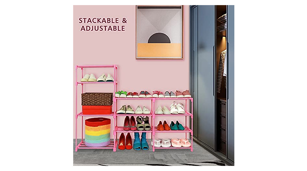 LNYZQUS 7-Tier Pink Shoe Rack - Stylish Storage Solution