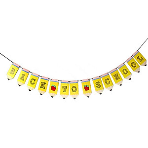 BinaryABC Back to School Bunting Banner,First Day of School Sign,First Day of School Decoration Supplies