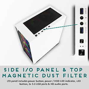 Apevia G-PRO-WH Genesis Pro Mid Tower Gaming Case with 2 x Tempered Glass Panel, Top USB3.0/USB2.0/Audio Ports, 6 x RGB Fans, White Frame