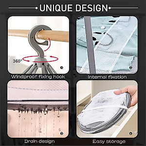 WEISGJA 2 Tier Folding Mesh Clothes Drying Rack with Internal Fixation Stackable Sweater Drying Rack Portable Hanging Laundry Rack for Sweater,T-Shirt,Delicates,Swimsuit (1 Pack)