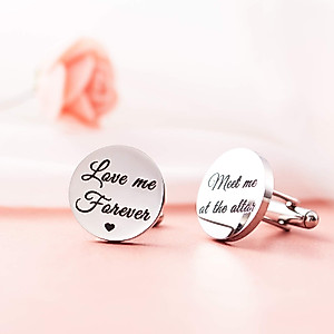 Melix Home Stainless Steel CuffLinks for Men Groom Meet Me at The Altar Wedding Gifts Cuff Links (love me forever)