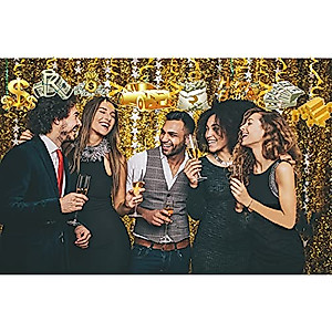 UOMNICUE Money Party Decorations 30PCS Gold Money Theme Hanging Swirls Happy Birthday Money Bag Money Theme Birthday Party Decorations for Adults Bachelorette Retirement Anniversary Graduations Party