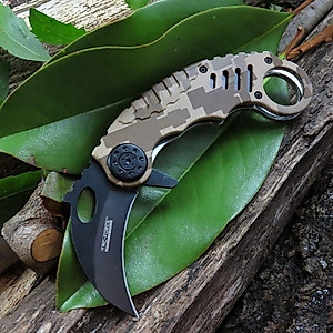 SPRING-ASSIST FOLDING POCKET KNIFE Desert Camo Tactical Karambit Knife