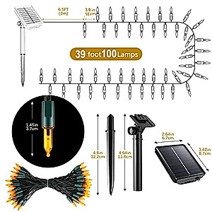 SEMILITS Halloween Decoration String Lights 100LED Orange Solar String Lights for Garden Home