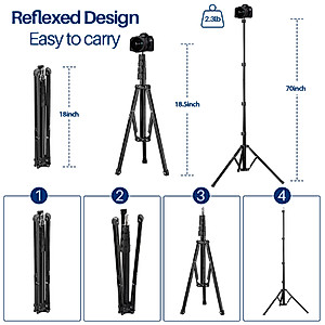 WELLMAKING Light Stand, 72 inches led Light Stand Reverse Folding Light Tripod for Photography, Portable Light Tripod, Reflector Stand Suitable for Streaming, vlog, YouTube