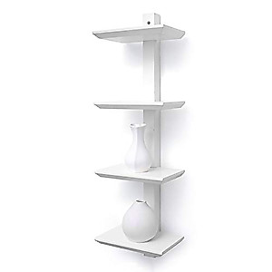 PIBM Stylish Simplicity Shelf Wall Mounted Floating Rack Wooden Solid Wood Storage Shelves Books Collection Display,3 Colors Avaliable,3 Layers / 4 Layers / 5 Layers, White , 20X66.2cm