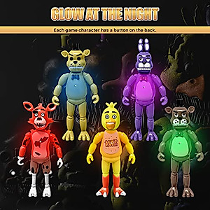Minaso Action Figures Set, 5 Pcs Action Figures Toys, 5.5 Inches Movable Joints Collectible Toys Set with Light for Toys Dolls Gifts Cake Toppers