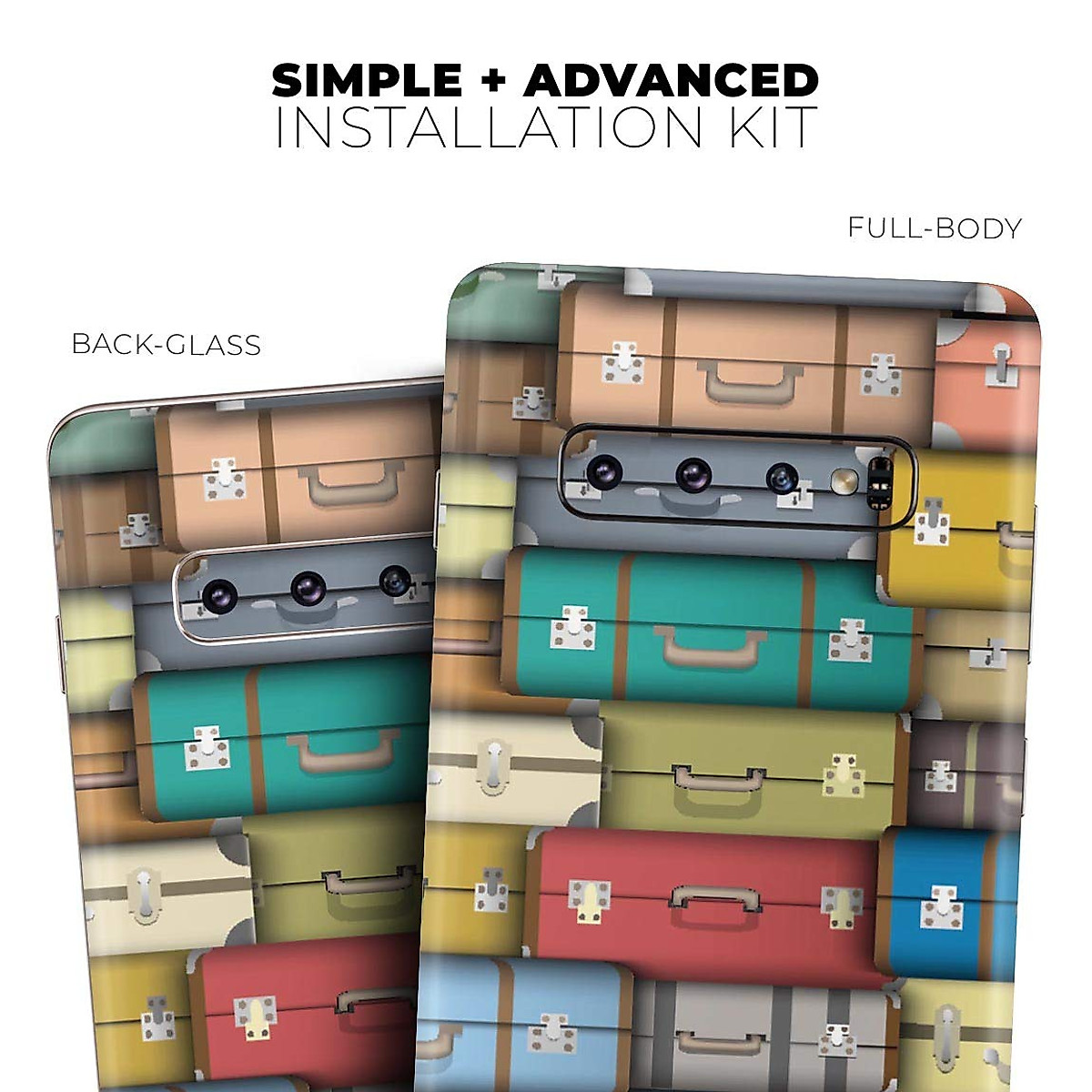 DesignSkinz Multicolored Traveling Suitcases Protective Vinyl Decal Wrap Skin Cover Compatible with The Samsung Galaxy S20 (Screen Trim & Back Glass Skin)