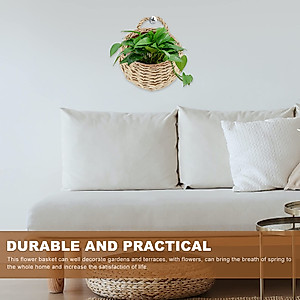 DOITOOL Wall Hanging Planter - Wicker Woven Wall Plant Holder Hanging Planters for Indoor Plants - Small Natural Hanging Plant Holder for Indoor Outdoor Home Decorations