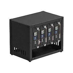 UCTRONICS Upgraded Complete Enclosure for Raspberry Pi Cluster, Compatible with Pi 5, 4B, 3B+/3B, and Other B Models, House Up to 4×2.5" SSD, Support PoE/PoE+ HAT and Switch, 2 Cooling Fans