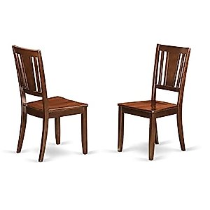 East West Furniture DUC-MAH-W Dudley Dining Room Chairs - Slat Back Wood Seat Chairs, Set of 2, Mahogany