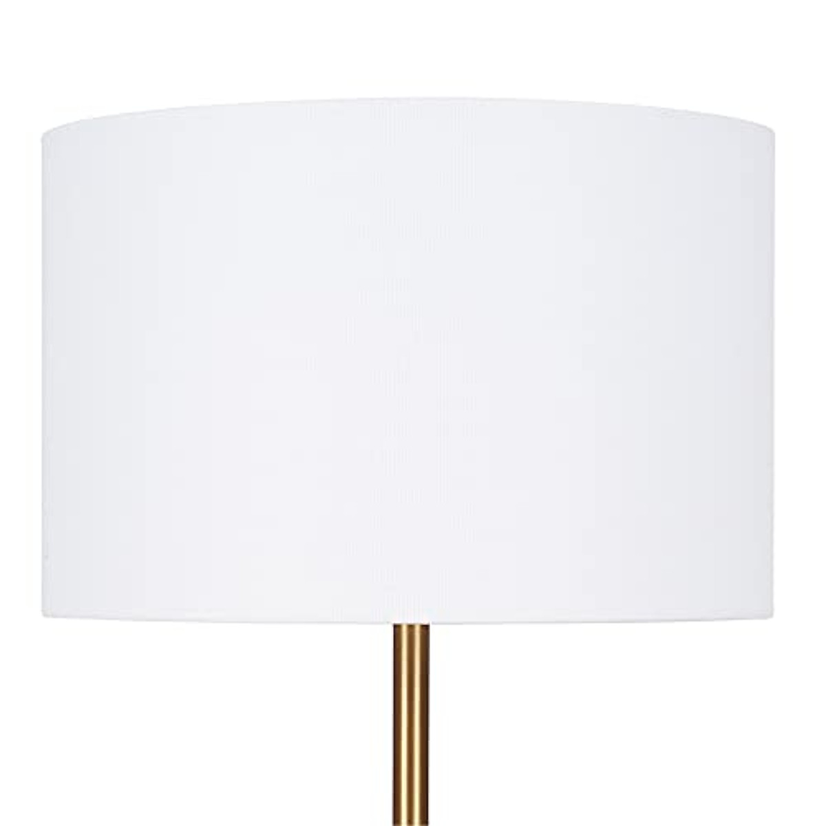 Catalina 23106-001 Modern Marble-Finish Ceramic Table Lamp with White Linen Shade, 19", Antique Brass