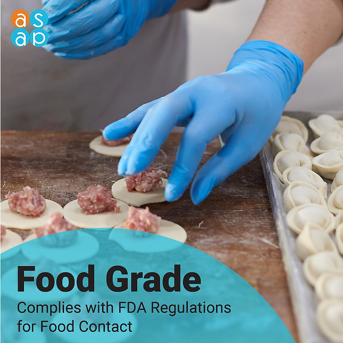 ASAP Blue Nitrile Powder Free Examination Gloves, Disposable, 4 mil, Medical, Food Safe, Tattoo, Cooking, Cleaning, Car – Medium, Case of 1000