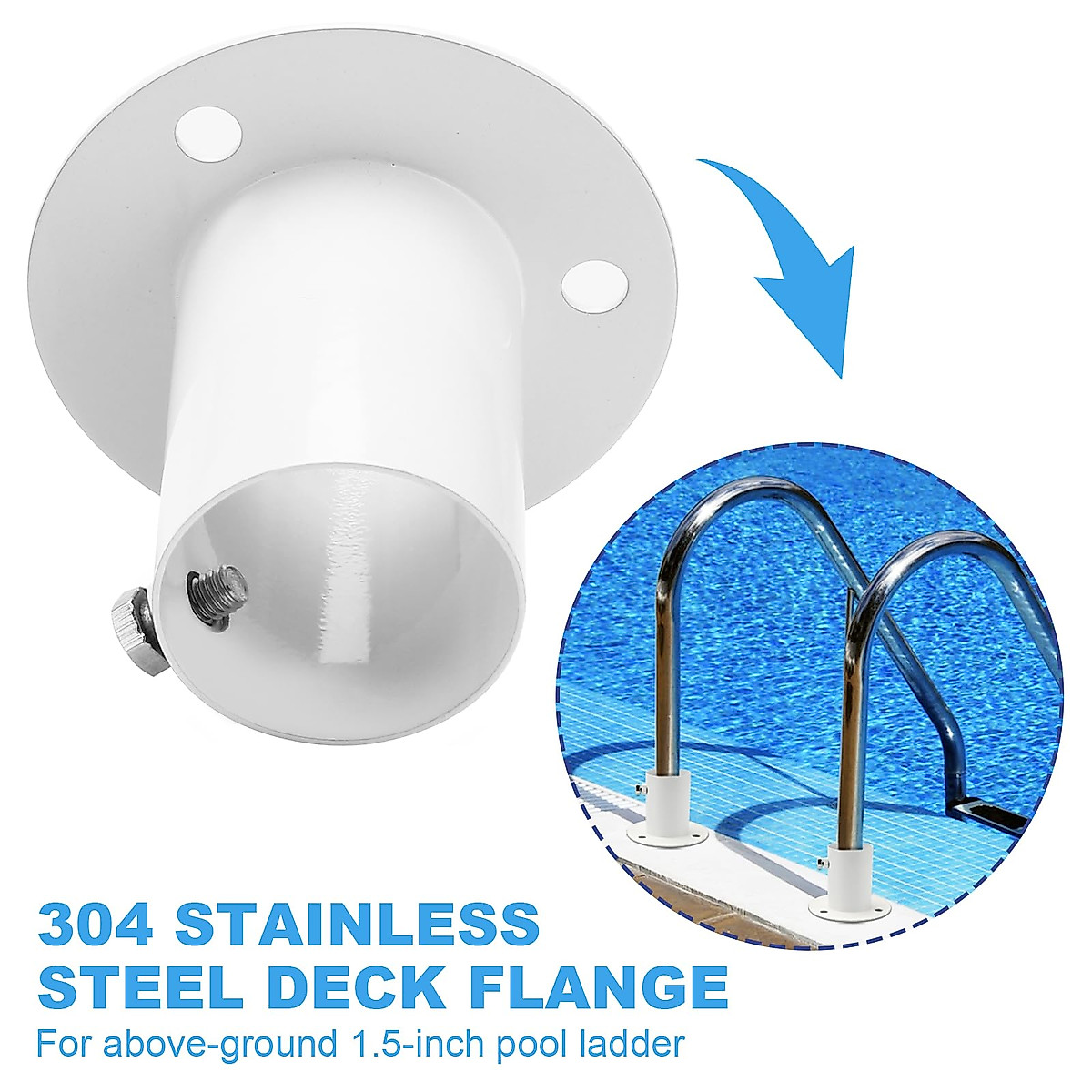 Pool ladder brackets Stainless Steel Deck Flanges, for above Ground Pool Ladder 1.5" also for Handrails Closet Rod Flange (2 pcs)