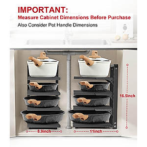 SIMPFIT Pots and Pans Organizer under Cabinet, Heavy Duty Pan Organizers for Cabinet & Counter, 4 Tier Adjustable Pan & Pot Rack for Kitchen Cabinet Organizers and Storage