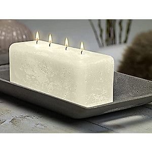 BOLSIUS Ivory Four Wick Pillar Candle Rustic - 2 Pack Big Rectangle 4 Wick Candle Set - 10 x 3.5 x 3.5 Inches - Premium European Quality - 50 Hours Burn Time - Unscented Smokeless & Relightable Flame