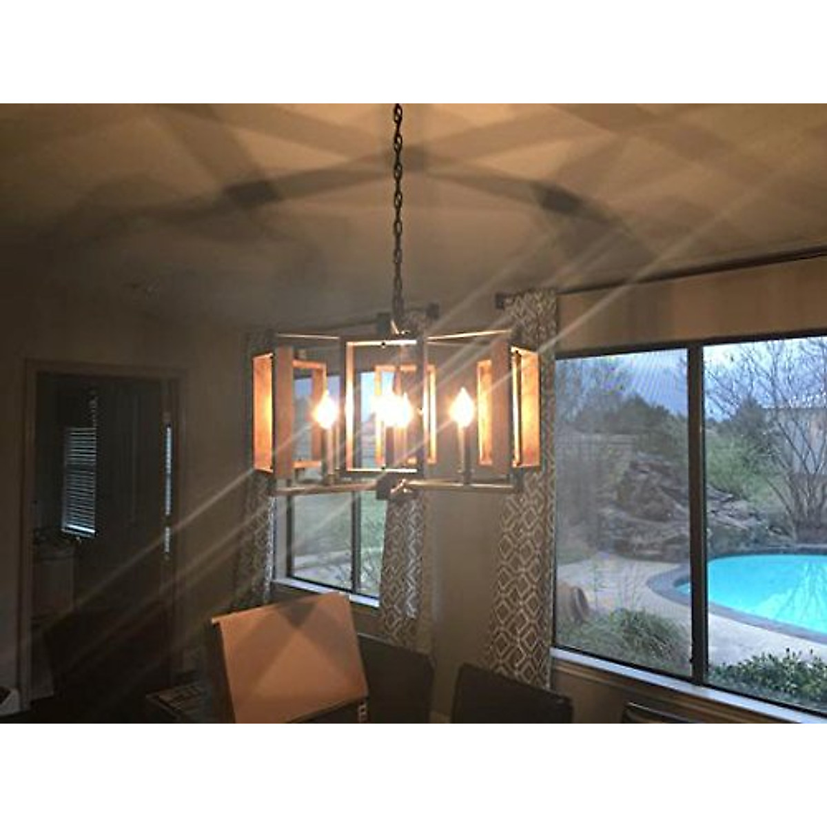 Home Decorators Collection 6-Light Aged Bronze Pendant with Wood Accents