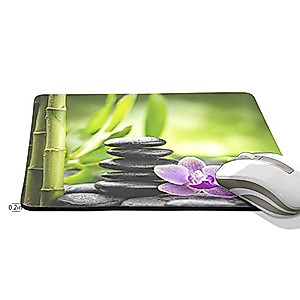 Zen Basalt Stones with Orchid and Bamboo Mouse Pads Gaming Mousepad with Anti Slip Rubber Base Smooth Cloth Surface Mouse Mat 9.84 x 7.48 inches