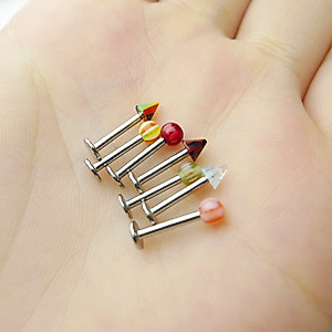 Groupcow 100pcs Stainless Steel Labret Lip Bar Ring Body Piercing Barbell Jewelry Ball