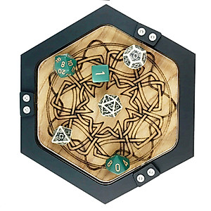 C4Labs Mini Personal Size Gaming Celtic Knot Design Dice Tray, Black, Wood, Acrylic, Stainless Steel