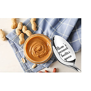 Moms Peanut Butter Spoon | Engraved Spoon Gift | Gift For Peanut Butter Loving Mom | Birthday Anniversary Christmas Gift | Christmas Stocking Stuffer | Engraved 7 Inches Stainless Steel Spoon