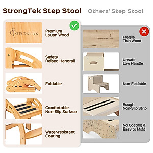 StrongTek Kids Kitchen Step Stool with Pulley - Toddler Learning Tower and Kitchen Helper Stool for Toddlers, Featuring a Removable Rod and Dual-Purpose Blackboard, Promotes Engagement