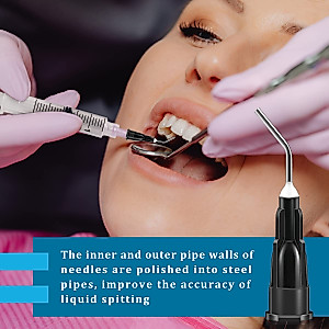 Fashionclubs Blunt Tip Dispensing Needles 20Ga,200pcs Disposale Dental Pre-Bent Irrigation Needle Tips,Black,Great for Oil or Glue Applicator