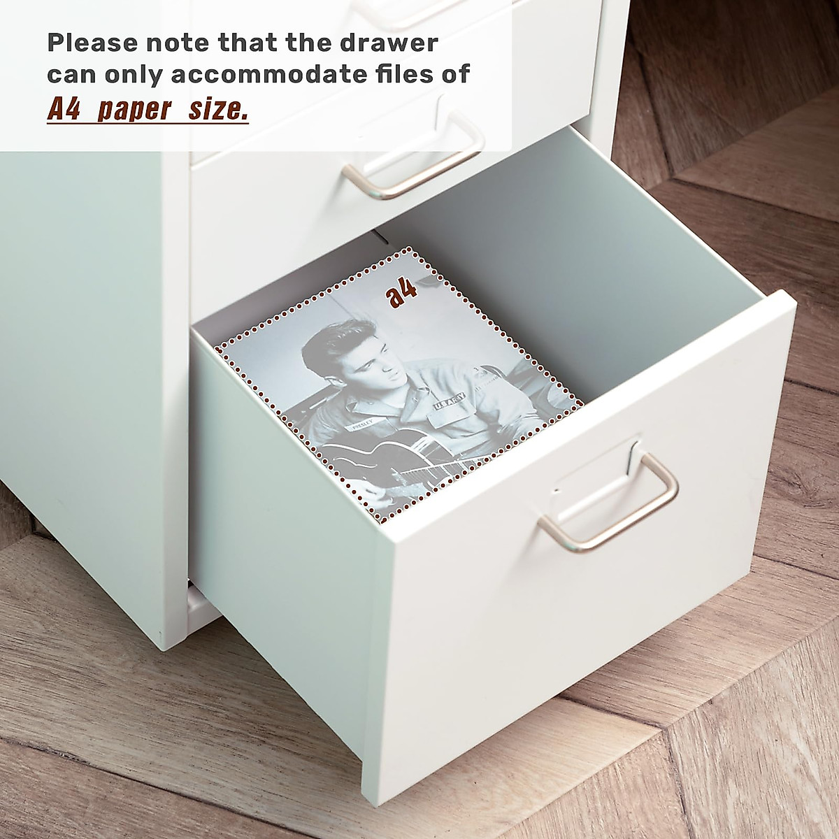 HollyHOME 3-Drawer Mobile Classification Storage Cabinet, Under Desk for A4 Mini File Cabinet, Mobile file Cabinet with Wheels for Home and Office, White