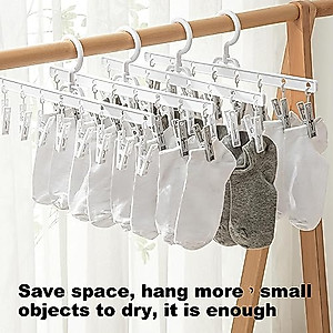 Laundry Hanger with Clips | Clothes Drying Rack, Children's Closet Clothes Hangers,8 Clips, Childrens Hangers for Laundry Room, Wardrobe, Clothesline, Window, Bathroom