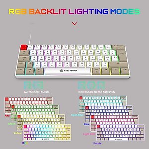 LexonElec 60% Mechanical Gaming Keyboard, Linear Red Switches, RGB Backlit Compact Mechanical Keyboard, PBT Dye-Sub XDA Keycaps, Multimedia Keys, 62-Key Anti-Ghosting Mini Keyboard, for Win/Mac/PC/PS4