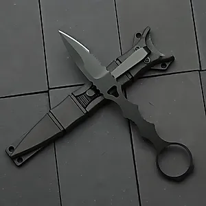 Portable Knife 6.7 Inch 440C Fixed Blade Outdoor Camping Portable Straight Knife With Kydex Sheath The Knife Comes In Black And White (Black)