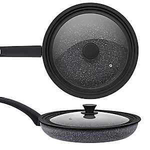 Universal Lid for Pots,Pans and Skillets - Tempered Glass with Heat Resistant Silicone Rim Fits 11", 12" and 12.5" Diameter Cookware ,Black